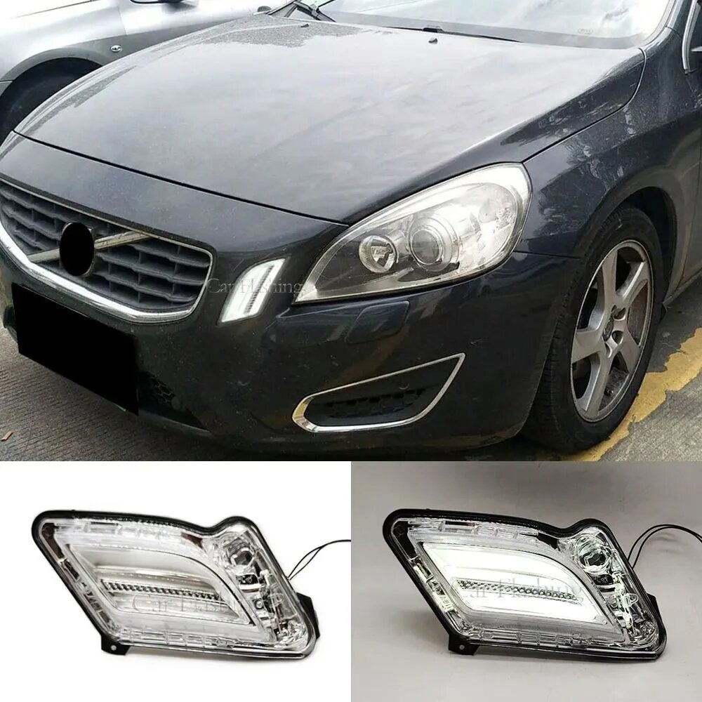 Дневные ходовые огни LED для Volvo V60 S60 2011-2013, комплект 2 шт, белый