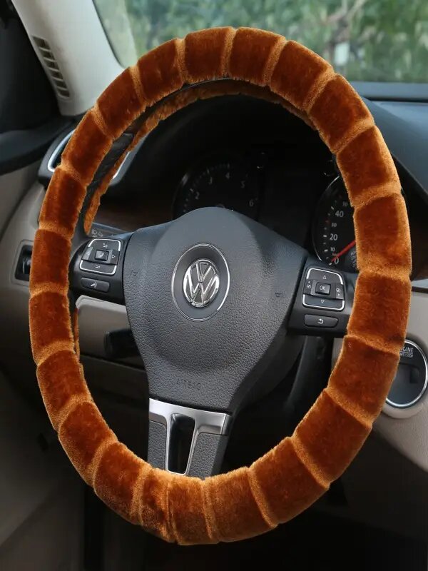 Зимний велюровый чехол на руль для моделей Volkswagen Sagitar, Magot, YNGLANG, Yibao Lai, Lingdu, цвет хаки, премиумисполнение