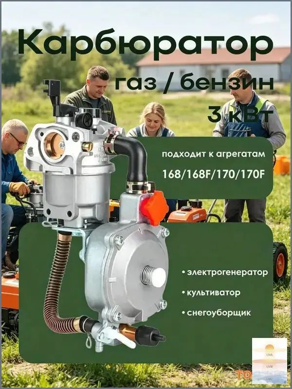 Карбюратор газ-бензин для генератора, электростанций. 6.5 кВт (168F/170F)