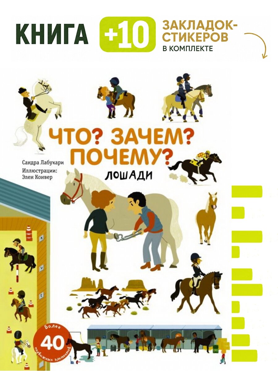 Что? Зачем? Почему? Лошади. Комплект: книга + 10 закладок-стикеров