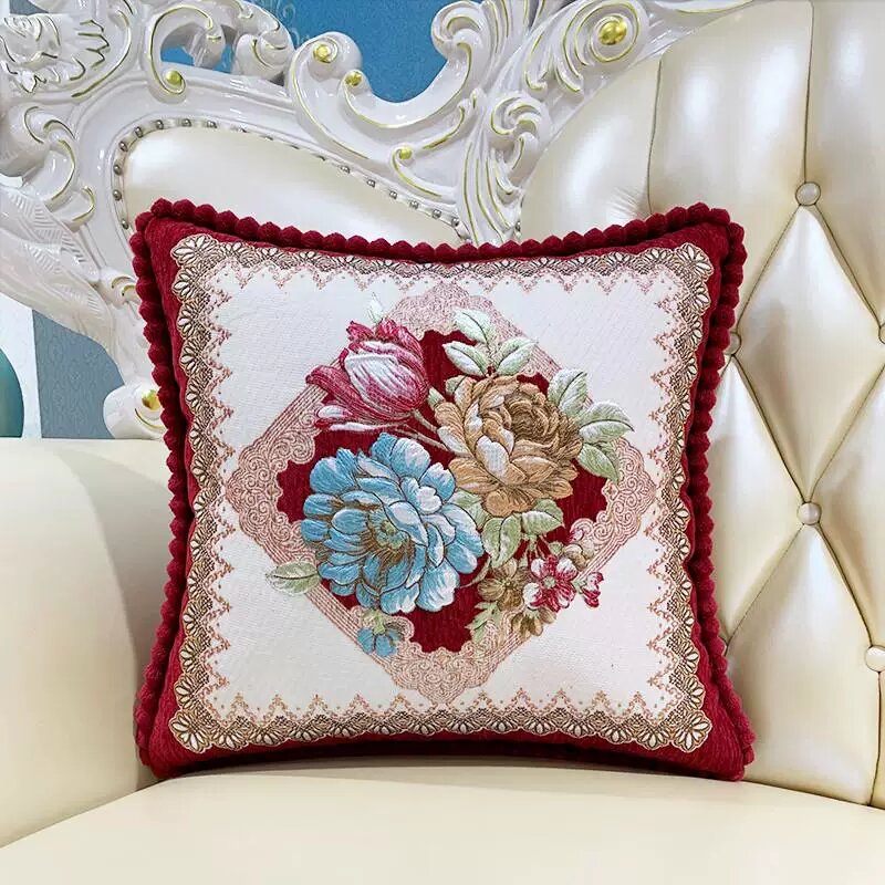 Подушка с рисунком розы, 50x70 см, красный, съемная и стираемая декоративная наволока