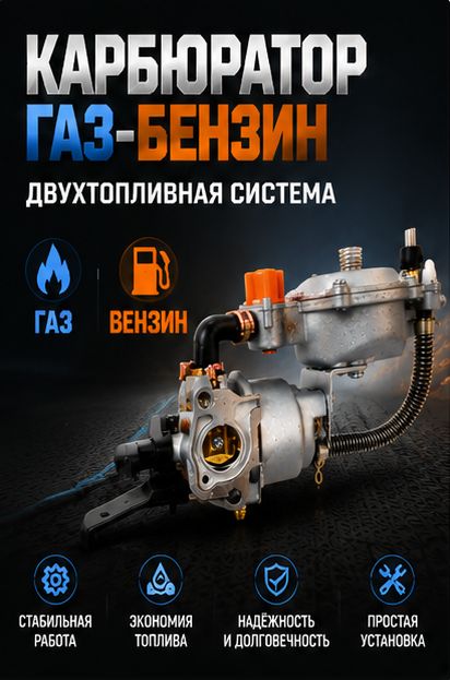 Двухтопливный карбюратор газ бензин для бетоносмесителей Altrad Spomasz SM-165
