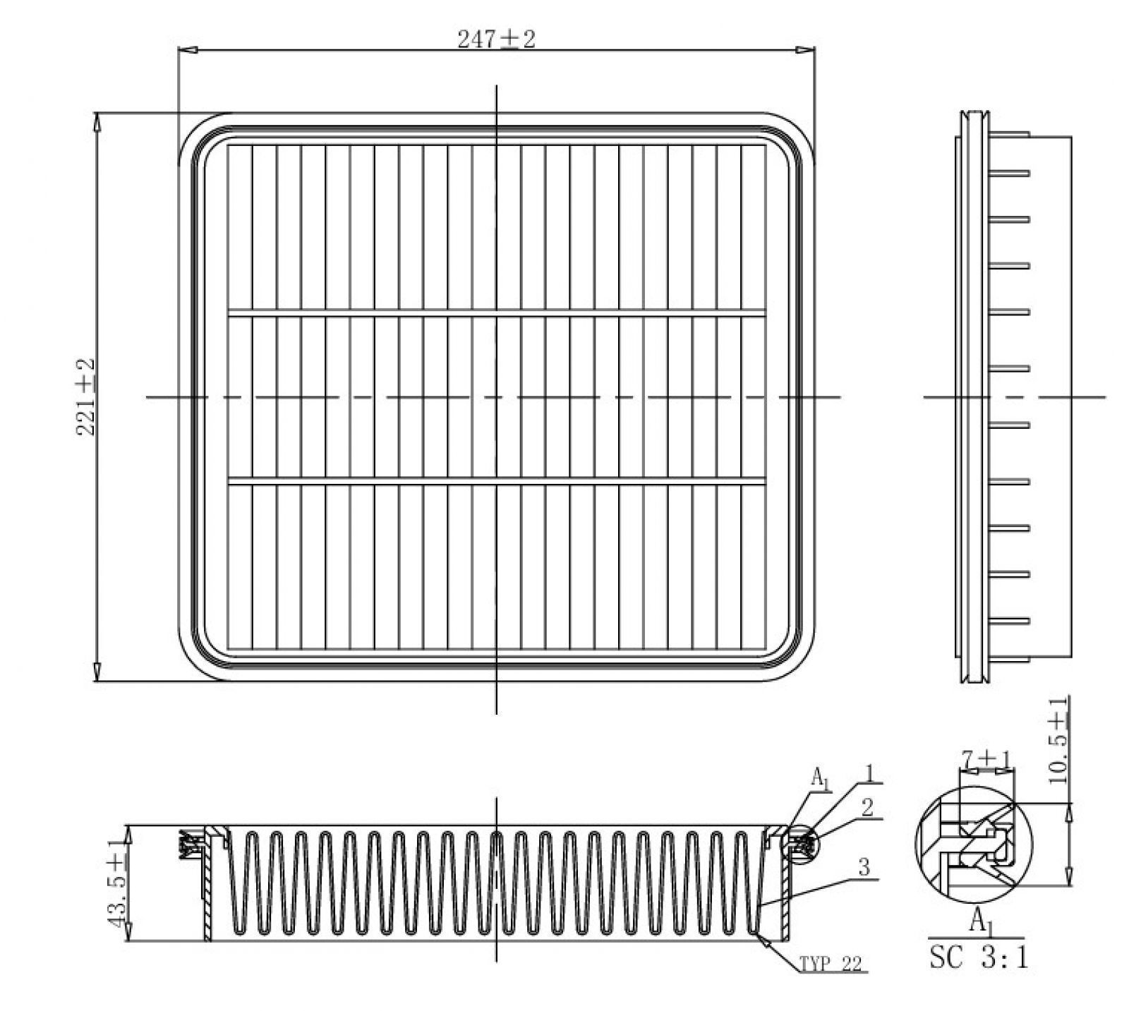 Фильтр для а/м Chery Tiggo FL (11-)/Fora A21 (06-) 1.6i/2.0i (воздушный), CARVILLE RACING TR55663