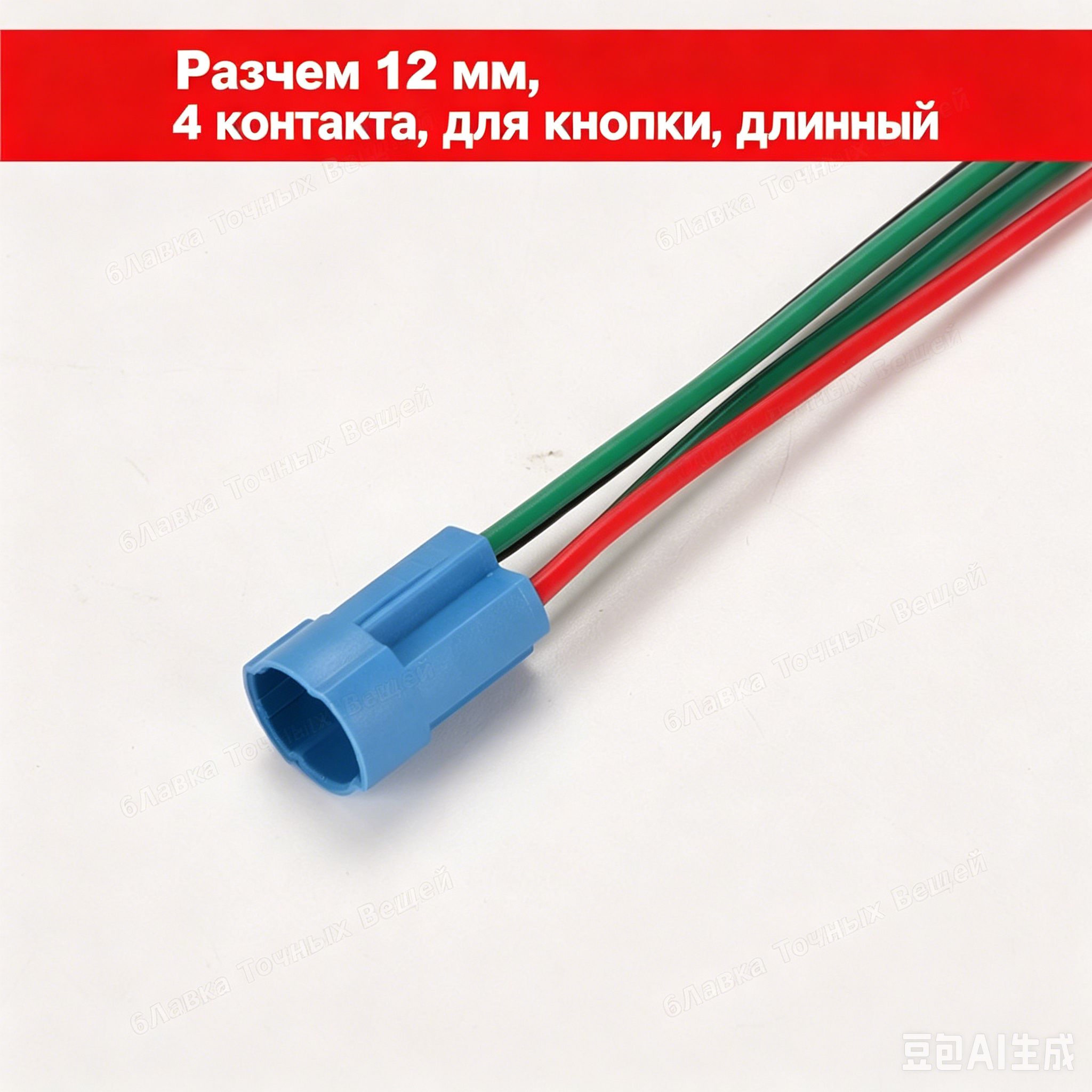 Разъем 12 мм, 4 контакта, для кнопки, длинный