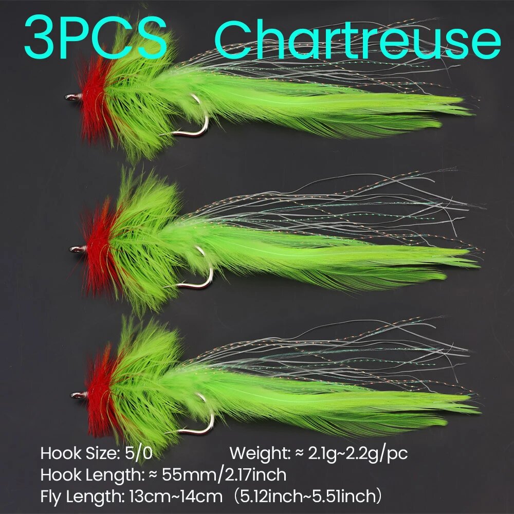 ICERIO SEA-Ducer Стримеры для морской рыбалки 3/6 шт. 3PCS Chartreuse
