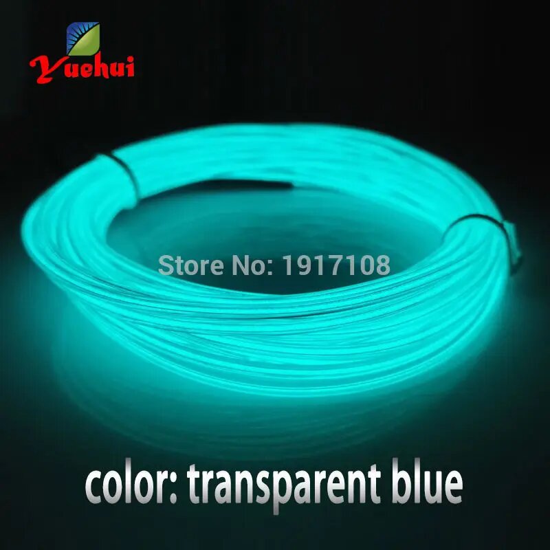 Неоновые нити EL Wire, 2,3 мм, 5 метров, 10 цветов transparent blue