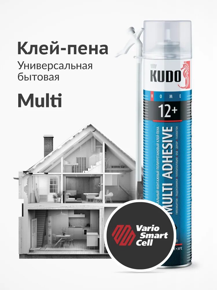 Клей-пена KUDO HOME 12+ монтажный полиуретановый бытовой всесезонная