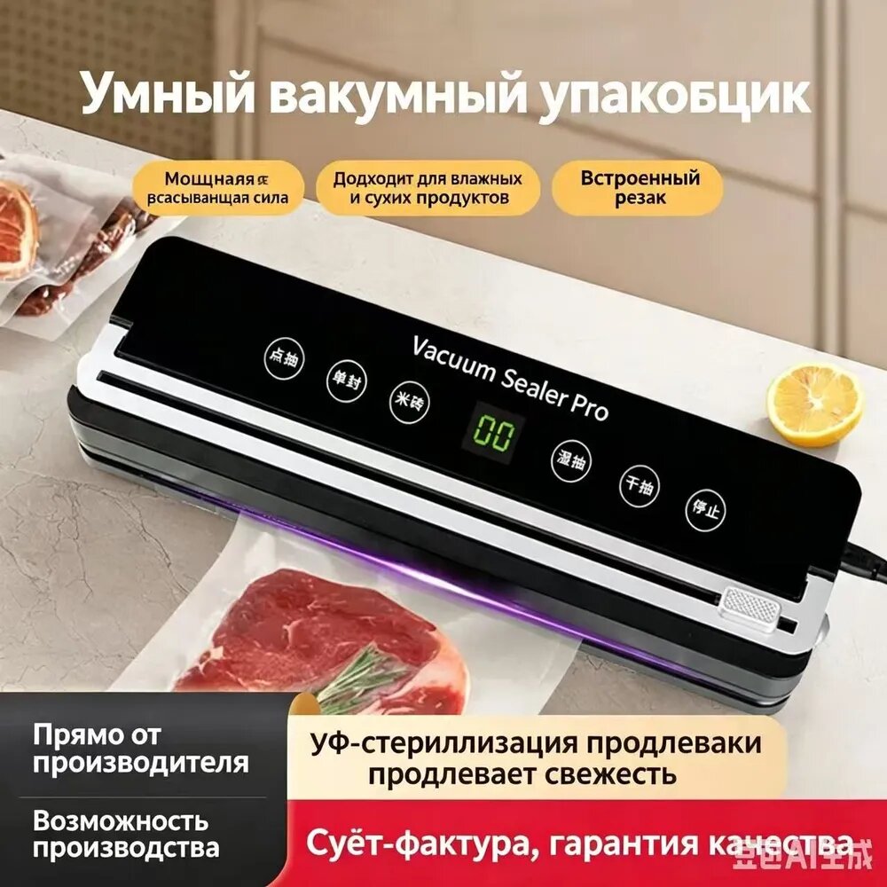 Портативный вакуумный упаковщик, вакууматор для продуктов со встроенным аккумулятором, запаиватель с резаком и пакетами, шланг и бутылочная пробка, подходит для использования в помещении и на улице.