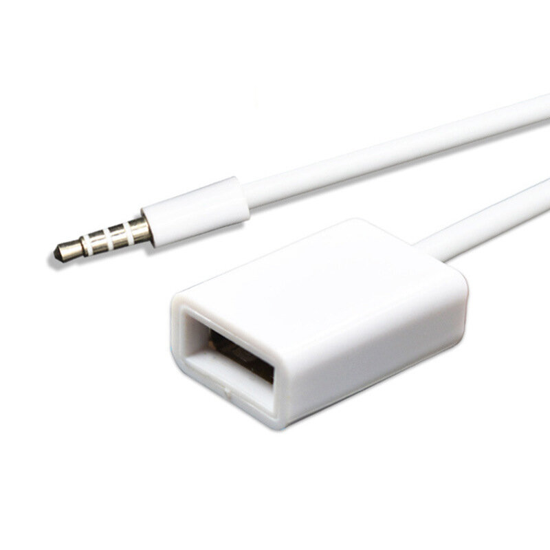 Белый автомобильный кабель AUX аудио переходник USB в 3.5 мм с функцией OTG для автомобилей модель Y-1502