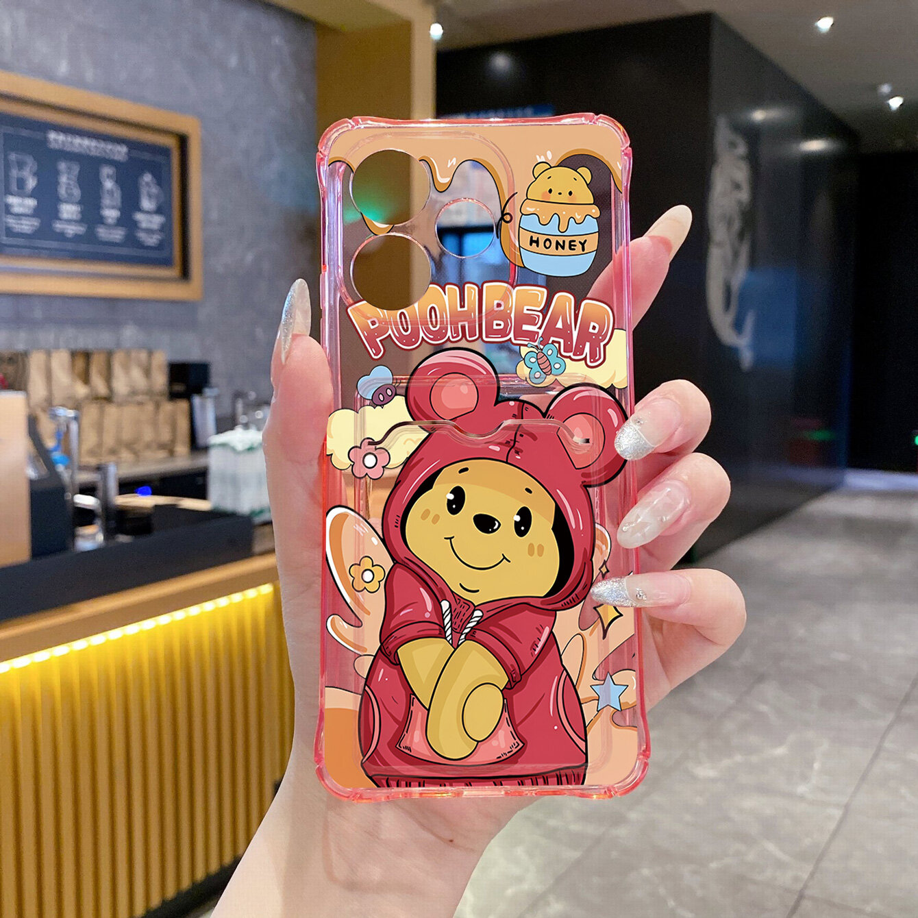 Чехол для OPPO A3X с отделением для карт памяти, вышивкой и принтом Винни-Пуха, мягкий прозрачный чехол