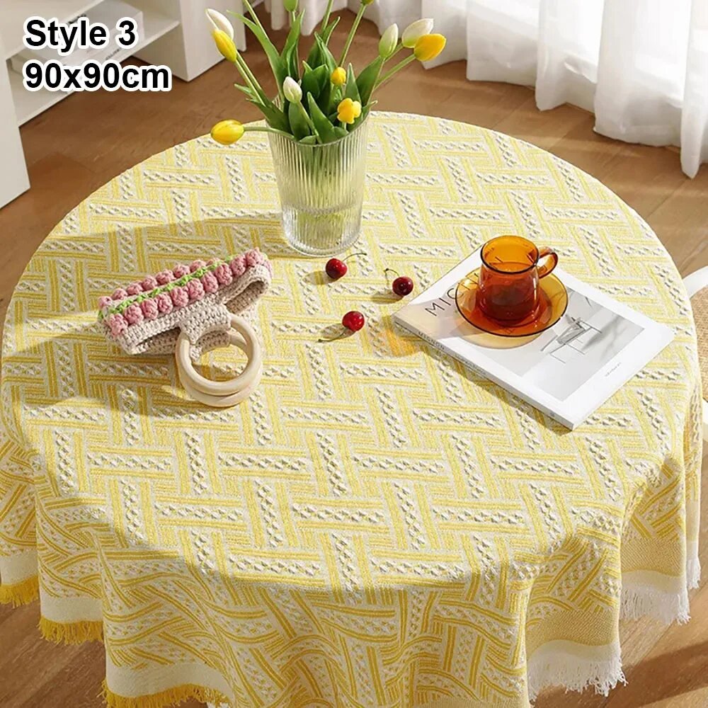 Кружевная скатерть смесовая ткань 50x50 см, 90x90 см Желтый, Style 3 90x90cm