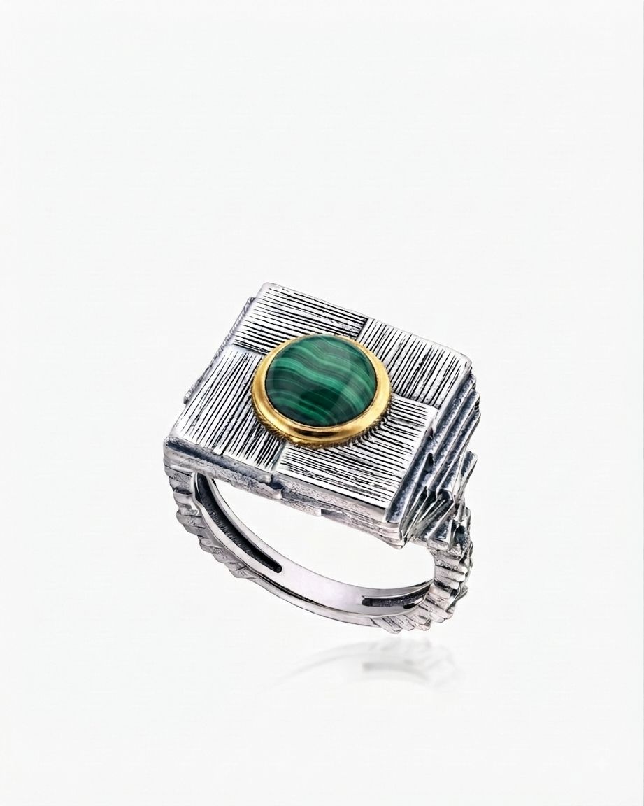 Кольцо SARKISSIAN, серебро, 925 проба, малахит