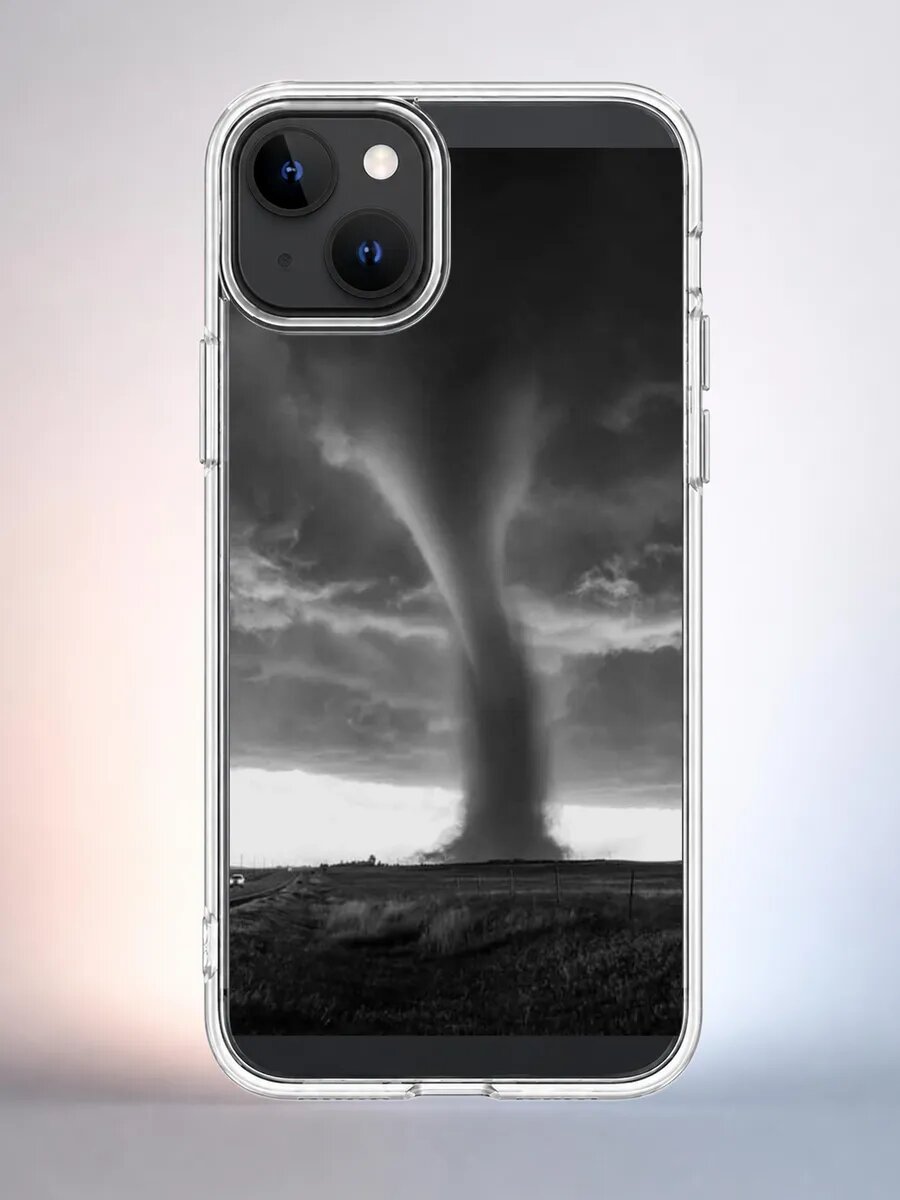Чехол iPhone 13 торнадо на дороге силиконовый
