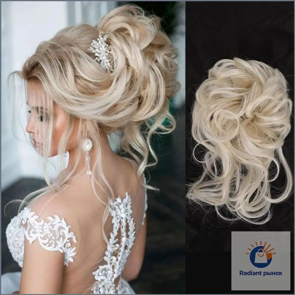 Кудрявый пучок вьющихся волос Tousled Updo Эластичная лента для волос Scrunchie