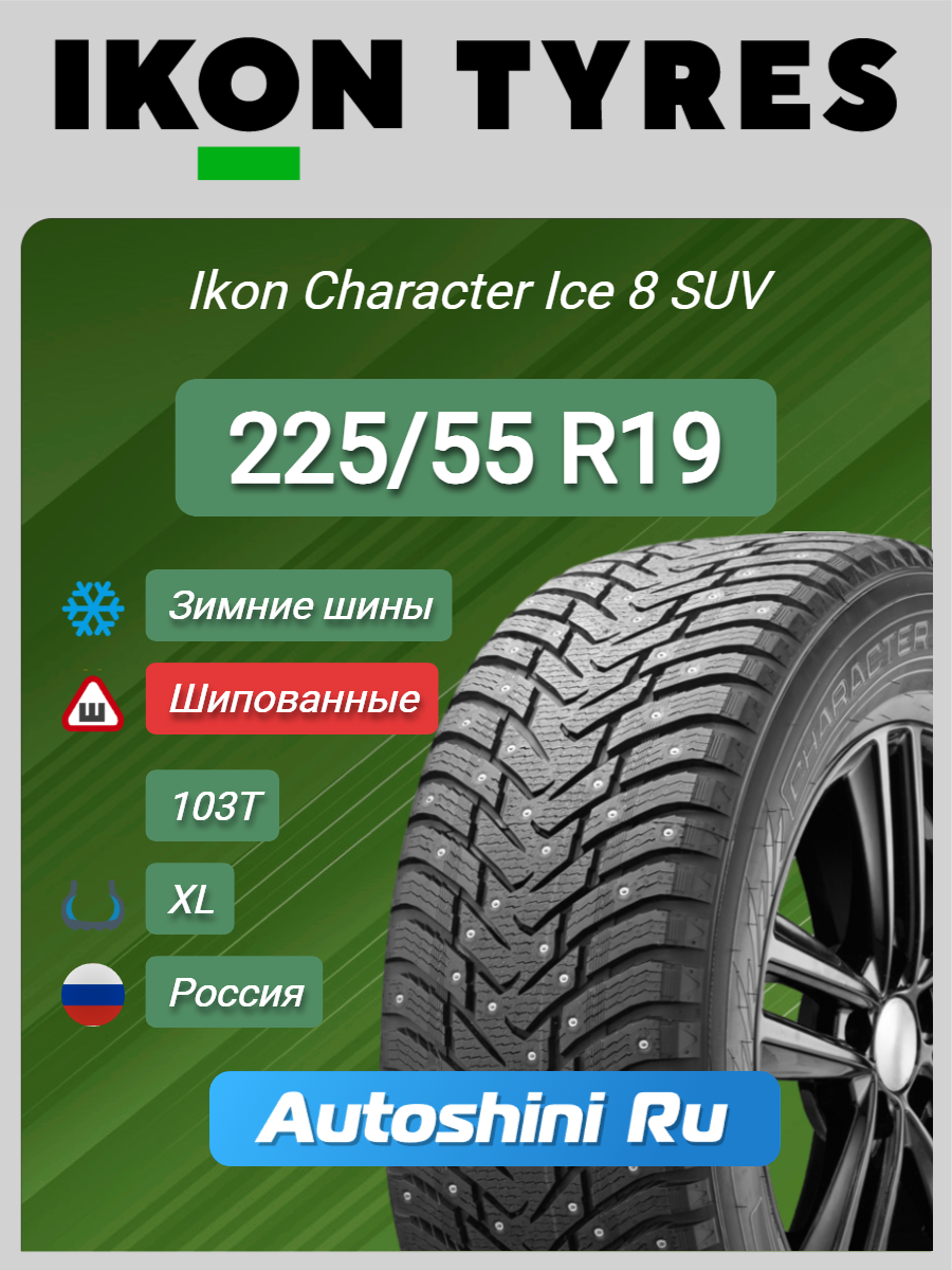 Шины зимние Ikon Character Ice 8 SUV 225/55 R19 103T (шип) XL