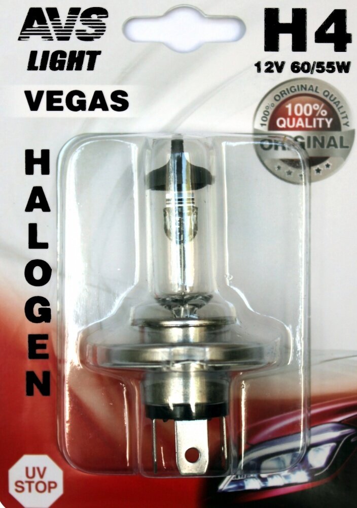 AVS A78482S Галогенная лампа AVS Vegas в блистере H4.12V.60/55W.1шт.