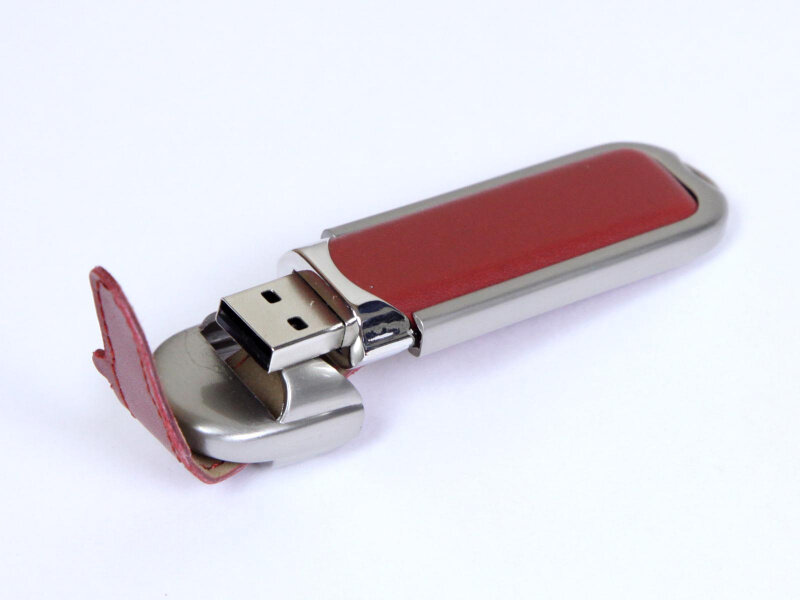 Кожаная флешка для нанесения логотипа с массивным корпусом (32 Гб / GB USB 3.0 Коричневый/Brown 212 Премиум SK126)