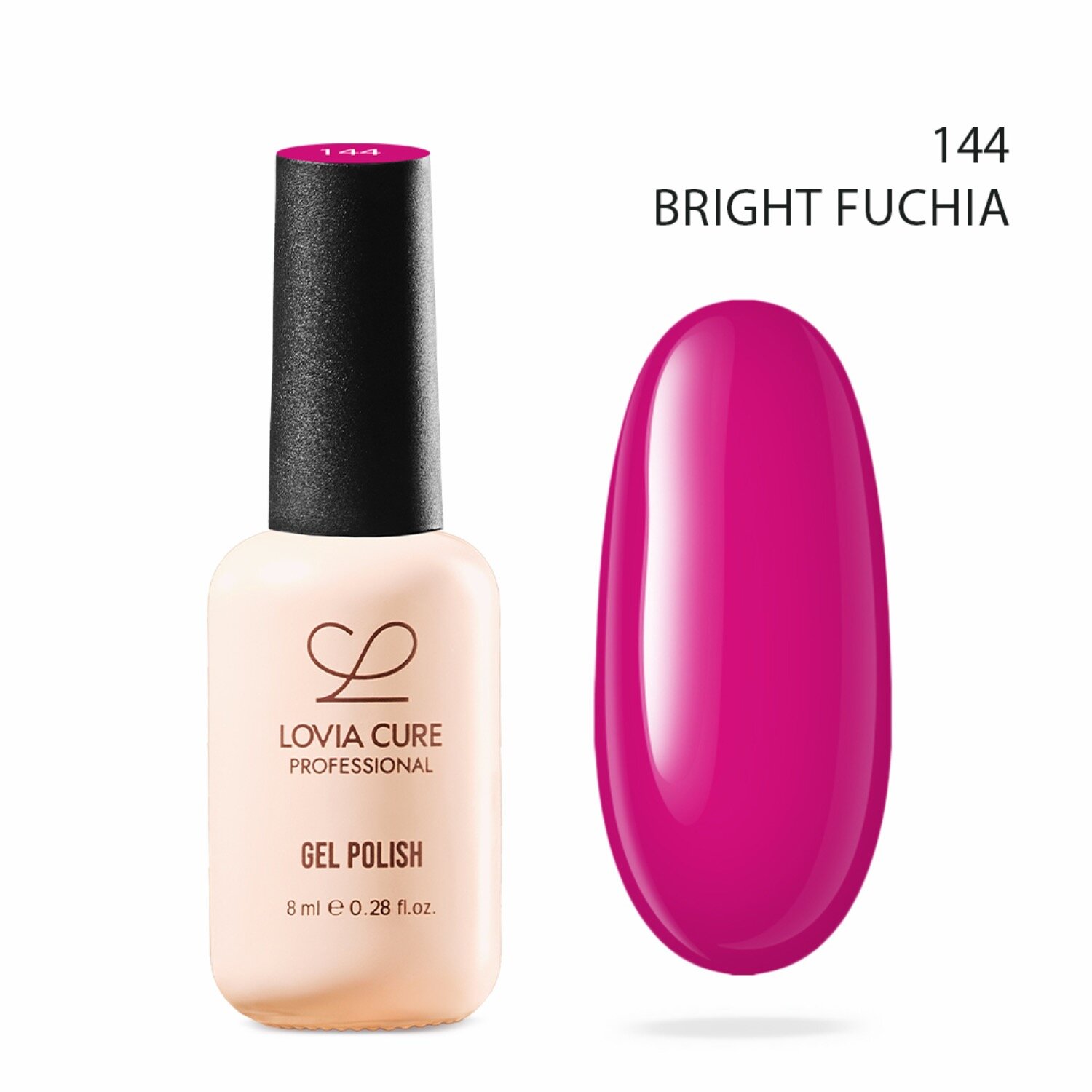 Гель-лак LOVIA CURE 144 Bright Fuchia 8 мл оттенка неоновой фуксии