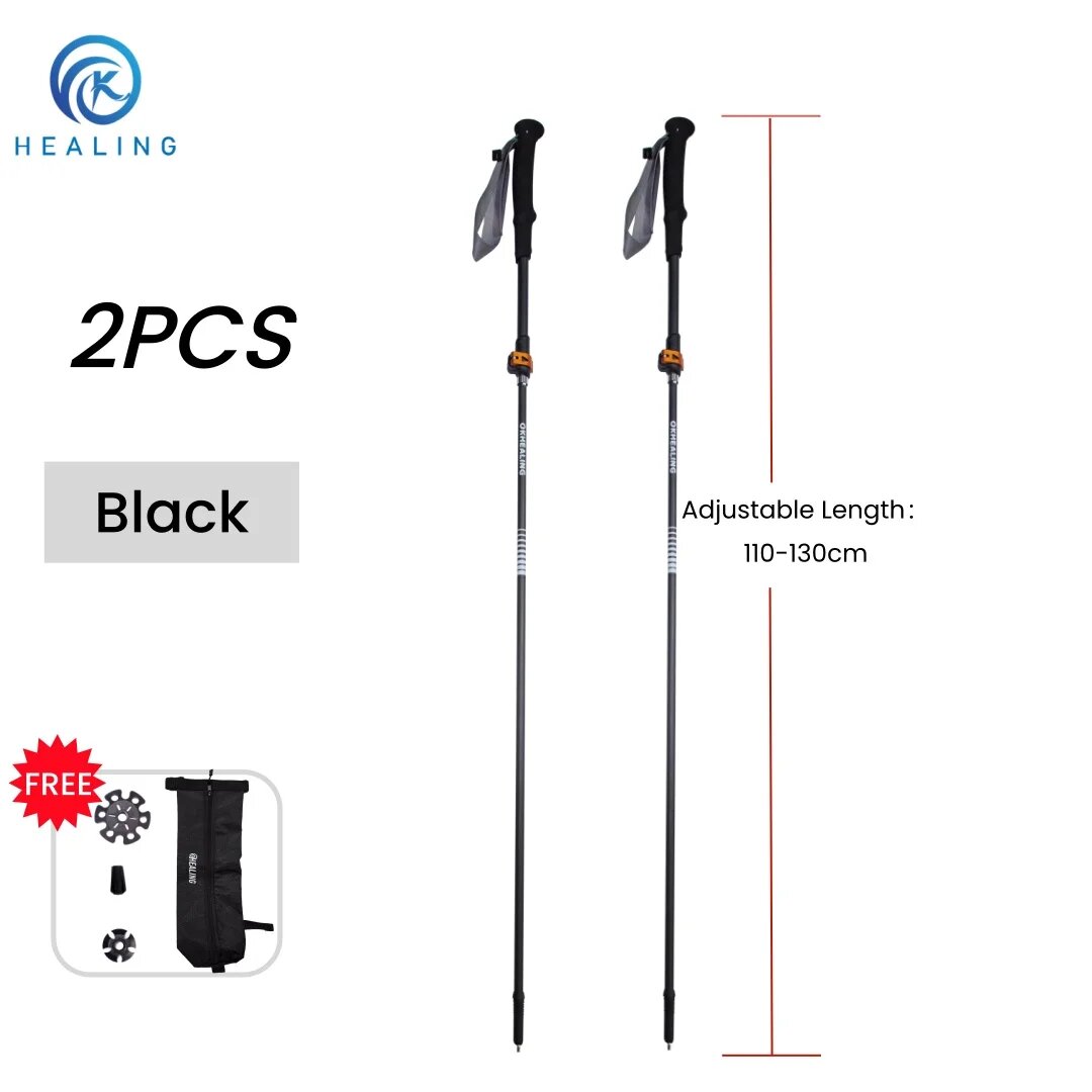 OKHEALING карбоновые складные треккинговые палки Черный, 2PCS Black