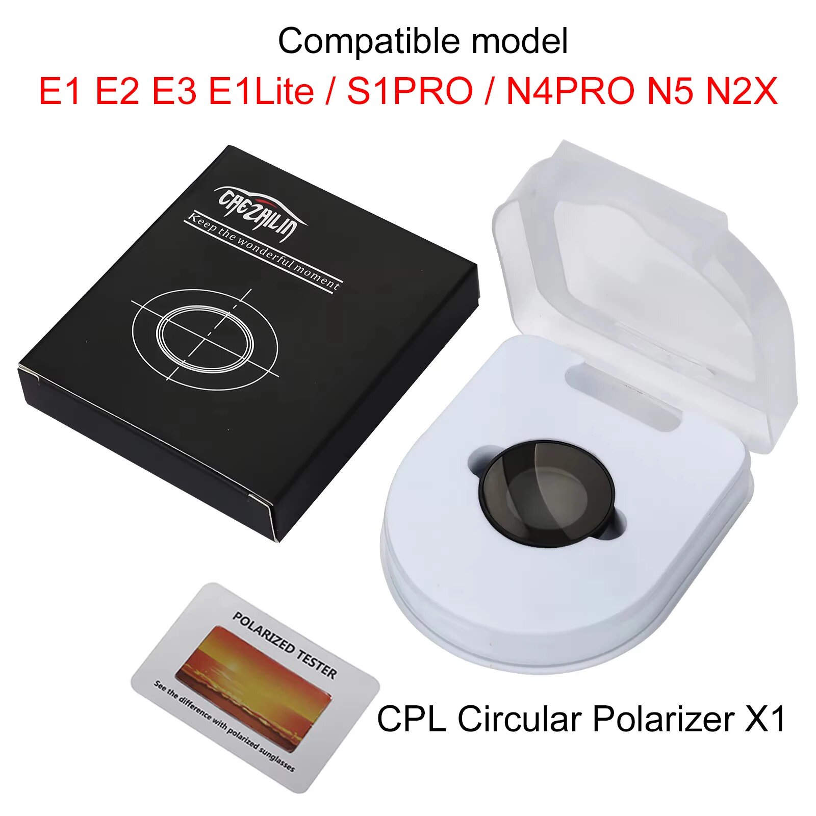 Поляризационный фильтр Vantrue Anti-Glare Circular Polarizer для видеорегистраторов, совместимый с N4 Pro(S), N5(S), N4S, S1 Pro(MAX), N2X, E2, E1 Lite