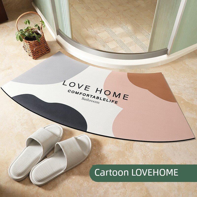 Изогнутый коврик из диатомита для ванной 80x120см Карикатур LOVE HOME 4 мм