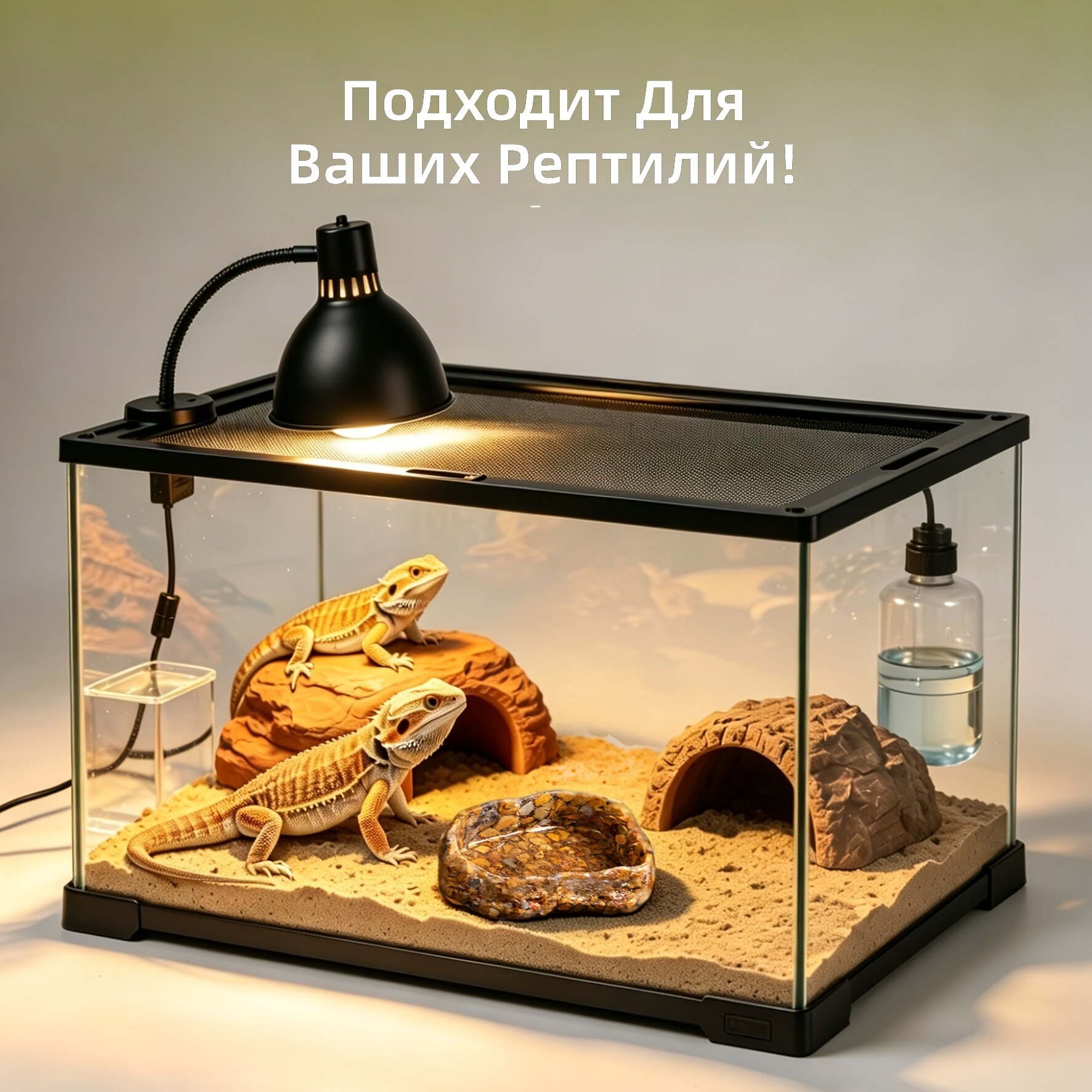 Кормушка и поилка для рептилий и земноводных 1 шт, прочная, легко моется, естественный дизайн, модель А