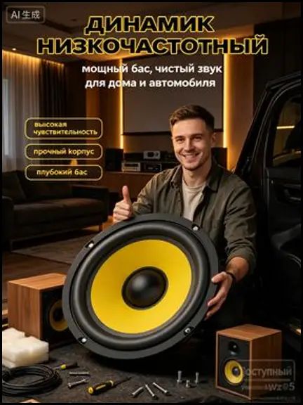 Сабвуфер автомобильный, 20 см (8 дюйм.)