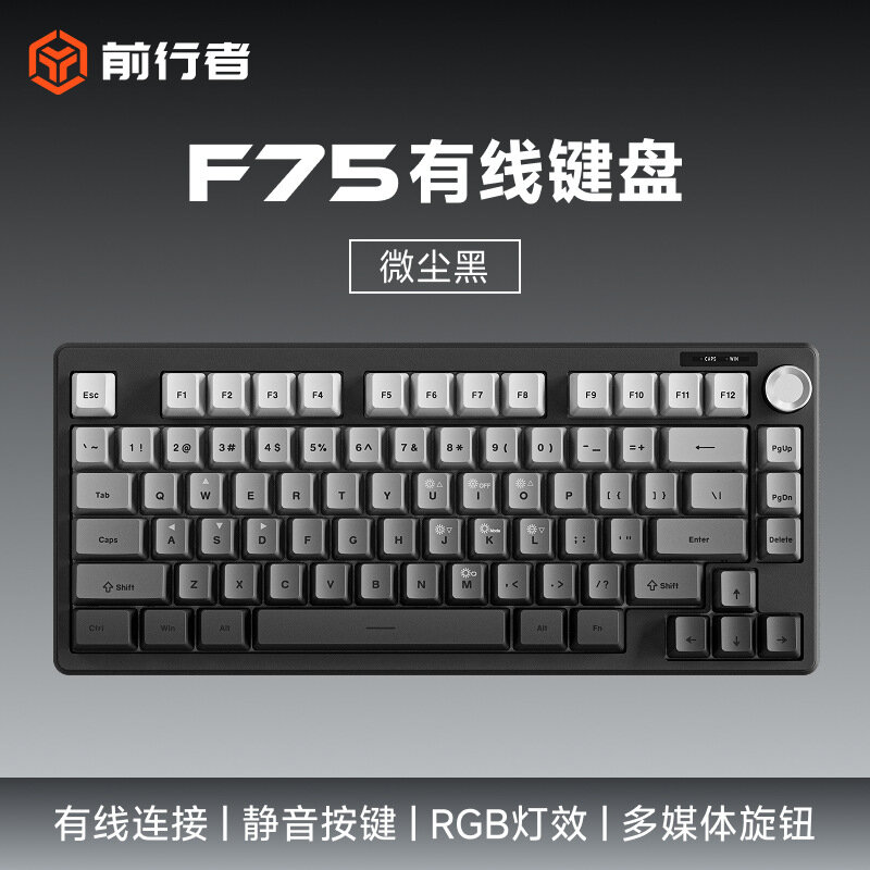 Qianxingzhe F75 Micro Dust Black RGB Wired Mechanical Keyboard для офиса и игр с тихими клавишами