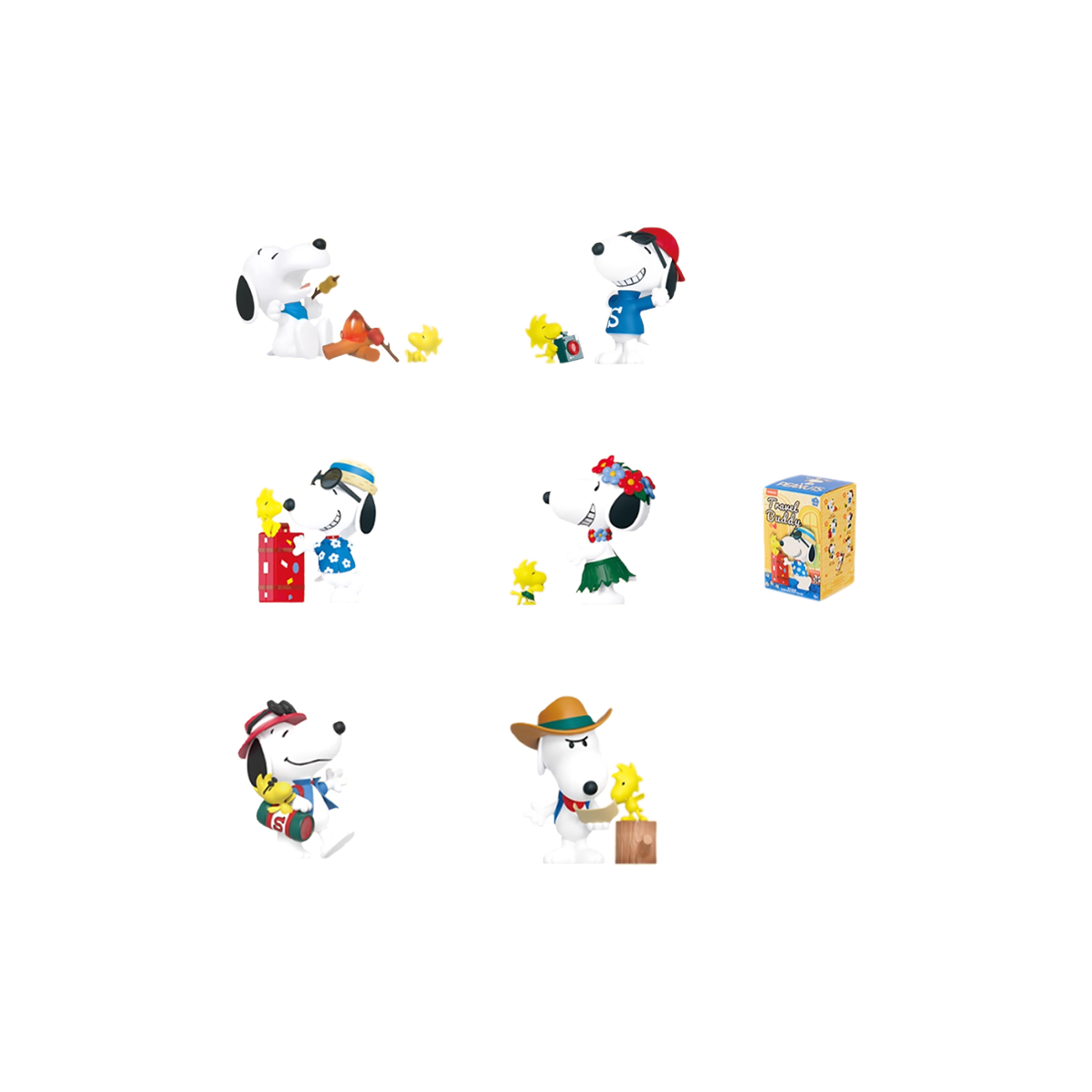 MINISO Snoopy Travel Companion Collection Mystery Boxes Single Mystery Box/Full Box 6 Pcs MINISO-2507-0007