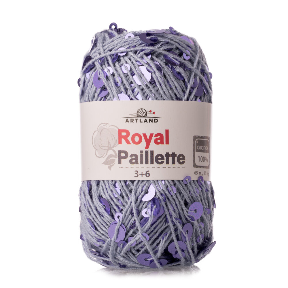 Пряжа для вязания Artland Royal Paillette 149 голубой с синим 1 моток 25 гр/65 м 100% хлопок