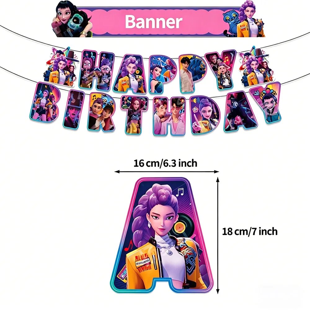 Набор декораций для дня рождения Dark Fantasy Anime Warrior Girls Bandai pull flag