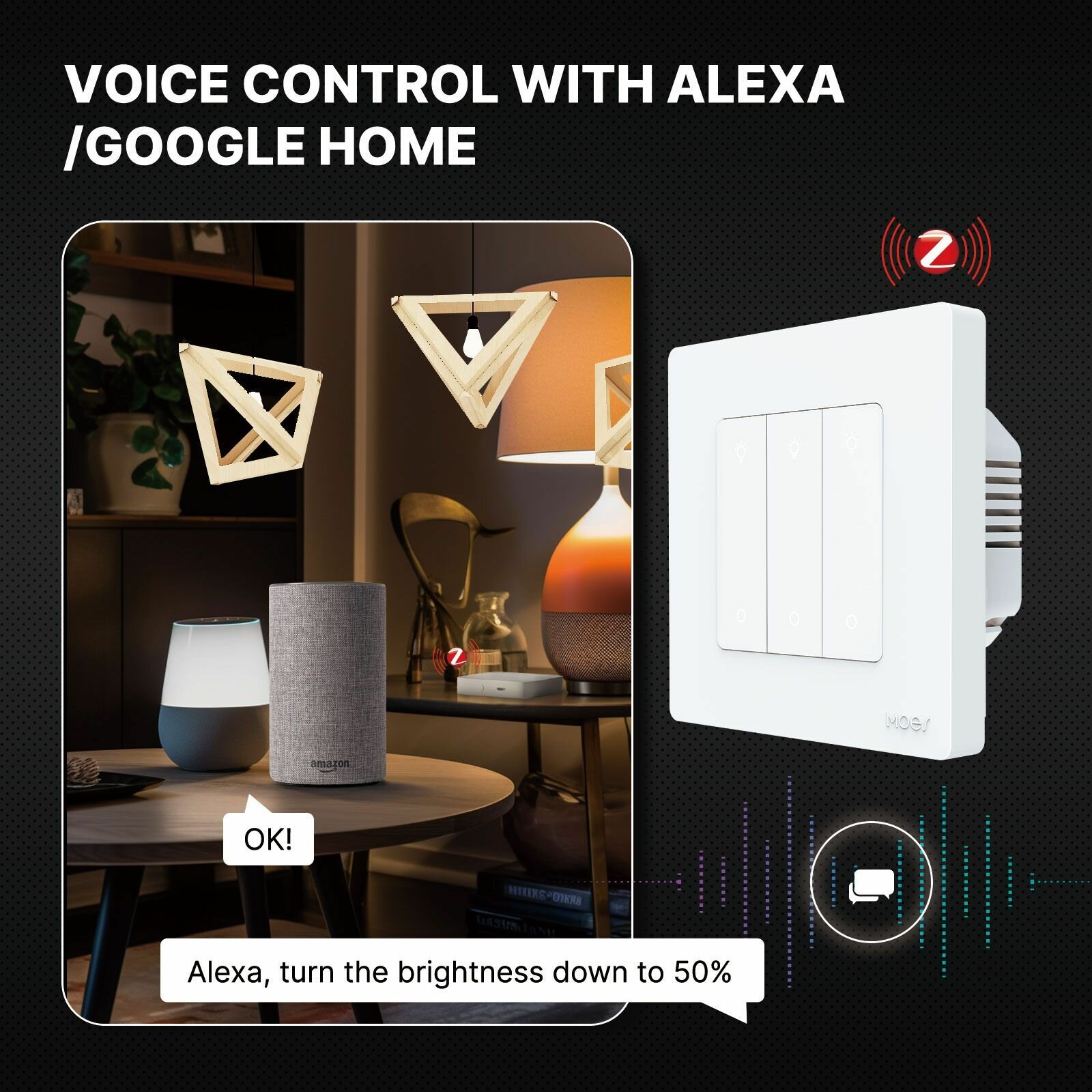 3-тройной белый кнопочный клавишный димерный выключатель MOES ZigBee 3. ...