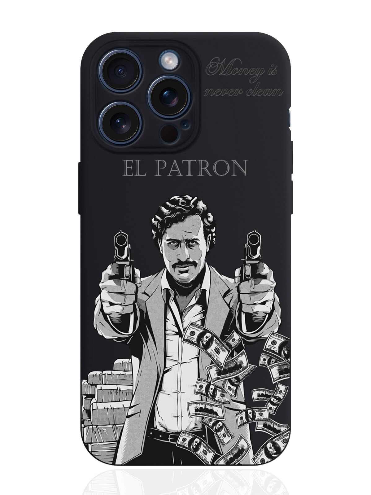 Чехол для смартфона iPhone 15 Pro Max черный силиконовый El Patron Pablo Escobar/ Пабло Эскобар