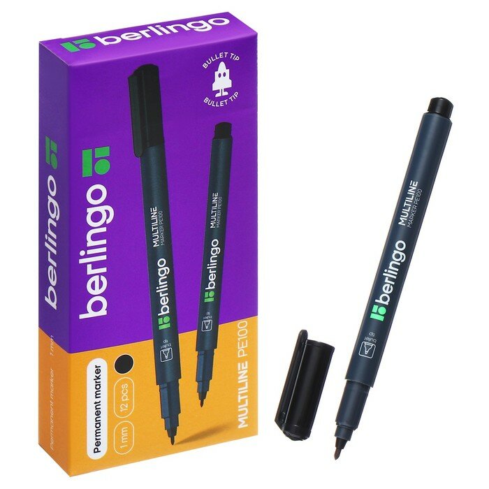 Маркер перманентный Berlingo, чёрный, узел 1.0 мм