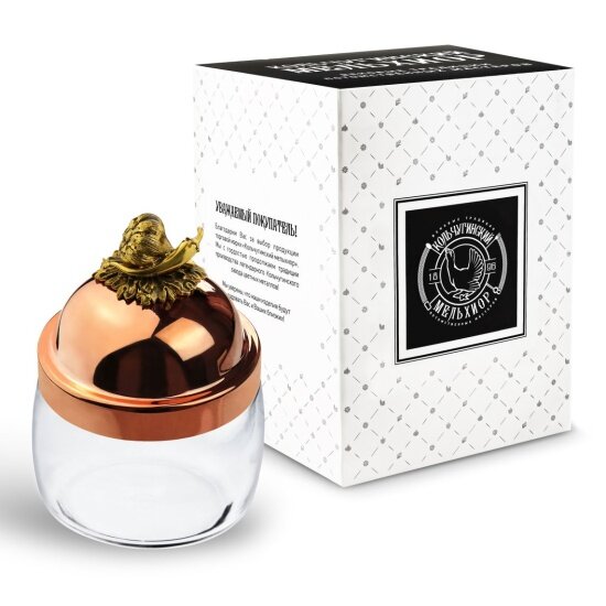 Банка Кольчугинский Мельхиор под сыпучие продукты 500 мл. "Чеснок" с медной крышкой С722707