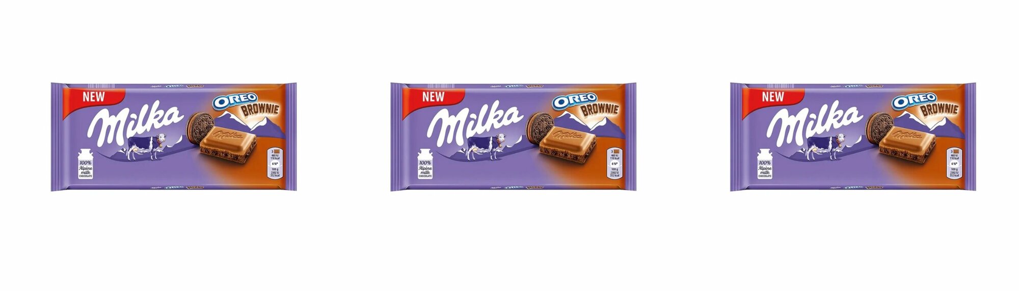 Milka Шоколад молочный Oreo Brownie ,100 г,3 шт