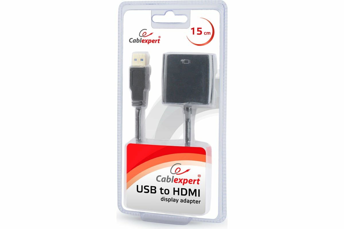 Cablexpert Конвертер USB 3.0 - HDMIA-USB3-HDMI-02, AM/HDMI V1.4, черный, блистер, A-USB3-HDMI-02