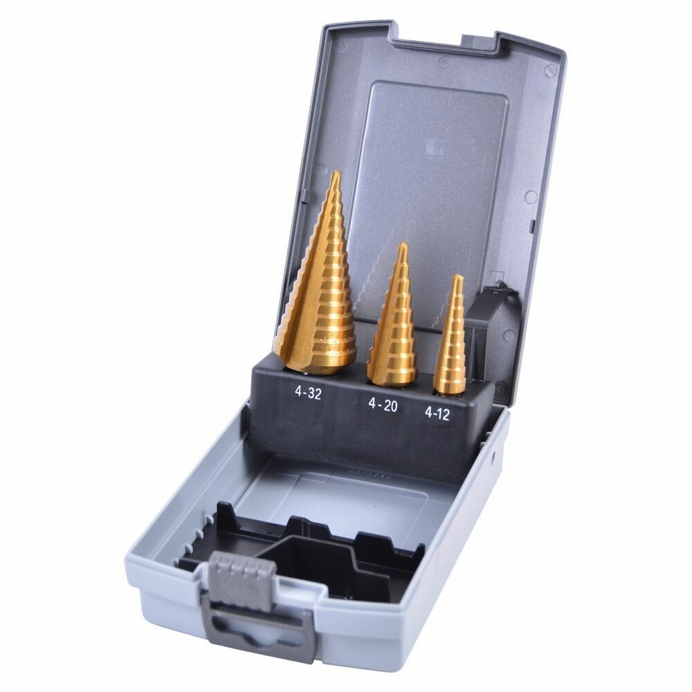 Набор ступенчатых сверл HSS-TiN c прямым желобком 3 шт, 1/4" (4-12, 4-20, 4-32) Makita D-46573