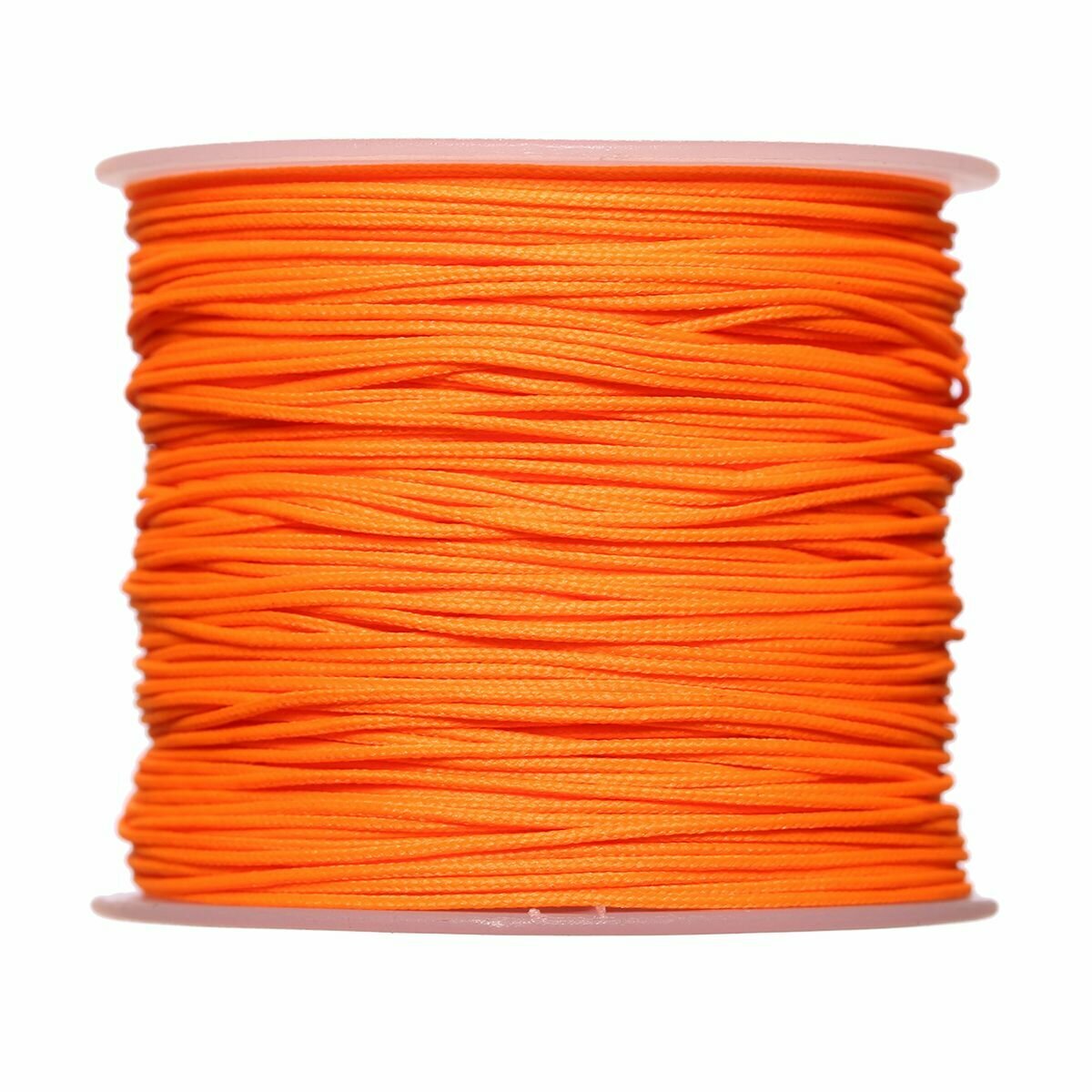 Шнур синтетический тибетский, нейлоновый, около 0.8мм, с леской, неоново-оранжевый, 30 метров, катушка