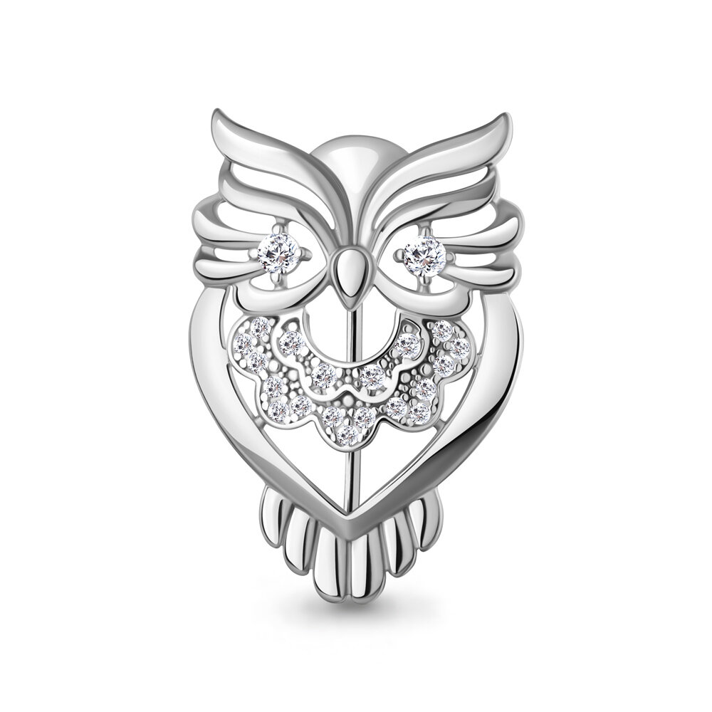 Брошь, серебро, 925 проба, родирование, фианит