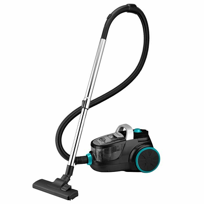 Пылесос Delta Lux DL-0836 с системой фильтрации "Супер-циклон", черный с бирюзовым