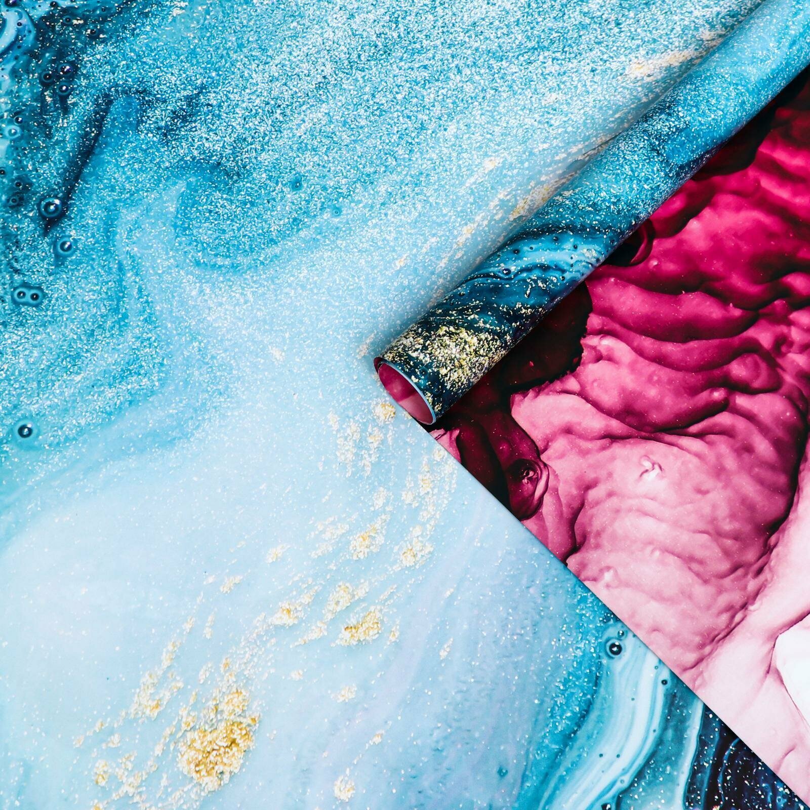 ! Бумага упаковочная 2 листа глянцевая "Мрамор", винный-синий, 50 х 70 см