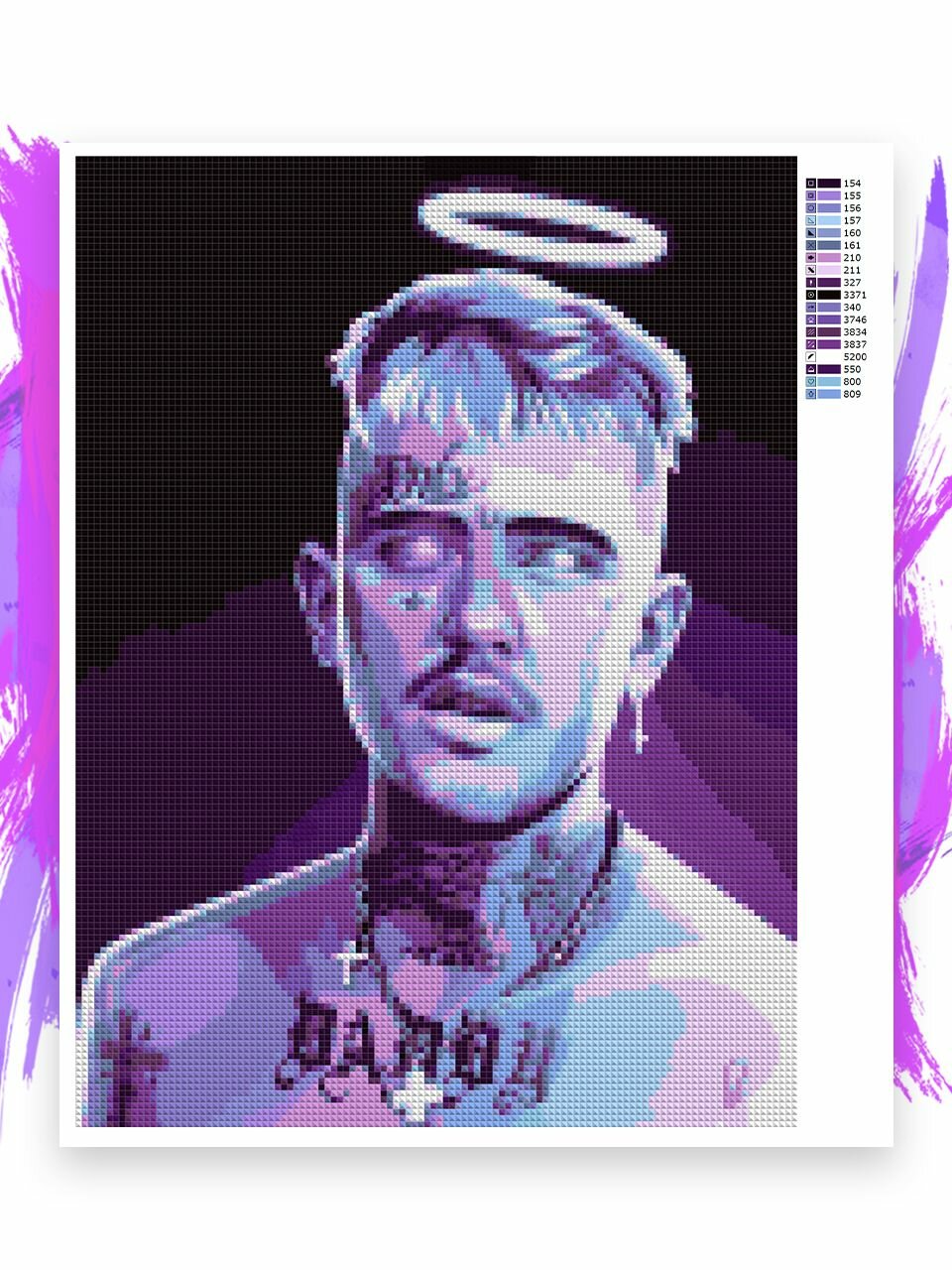 Алмазная мозаика без подрамника - вышивка Lil Peep 30 х 40 см