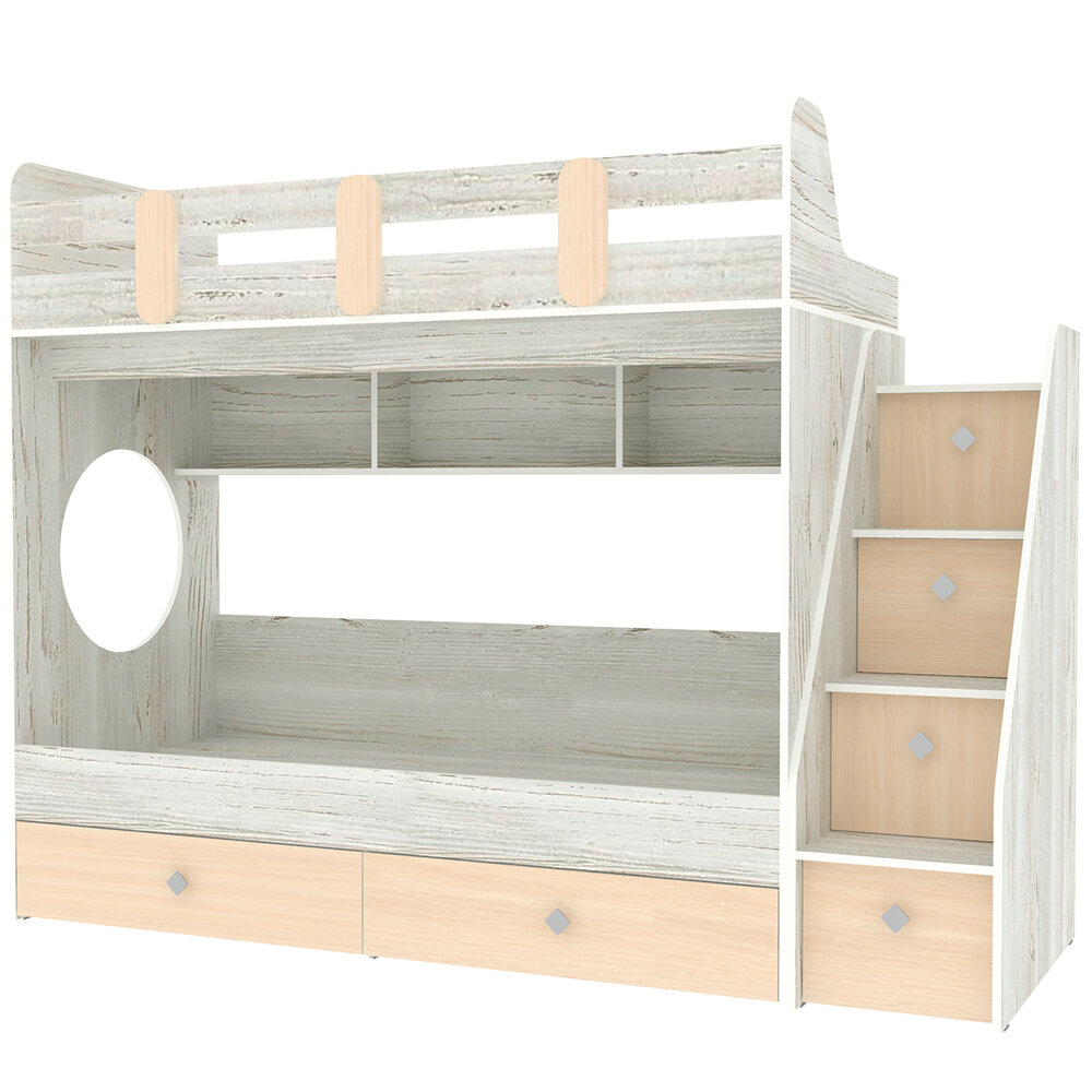 Двухъярусная кровать Фортуна-2 80x180 Винтерберг Дуб Молочный