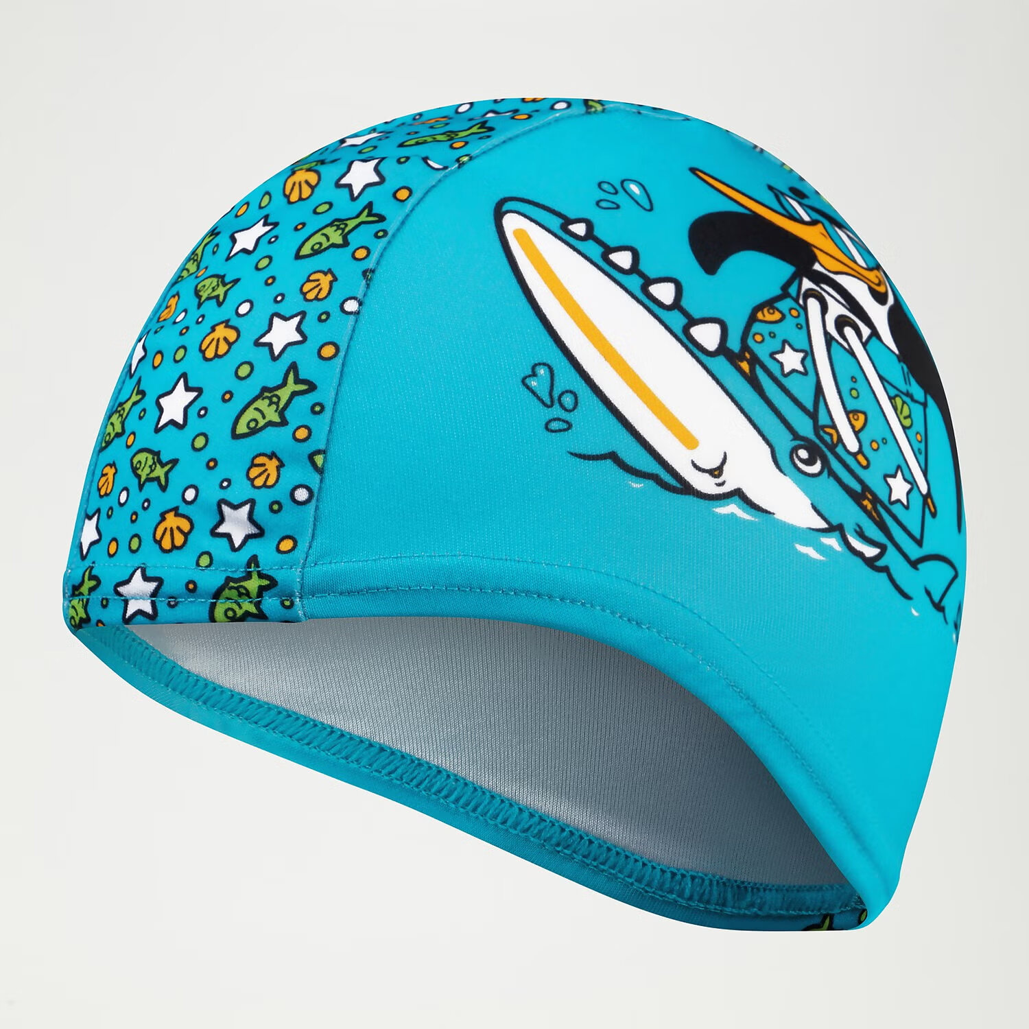 Speedo Шапочка для плавания Speedo Printed Polyester детская, текстиль голубой/зеленый