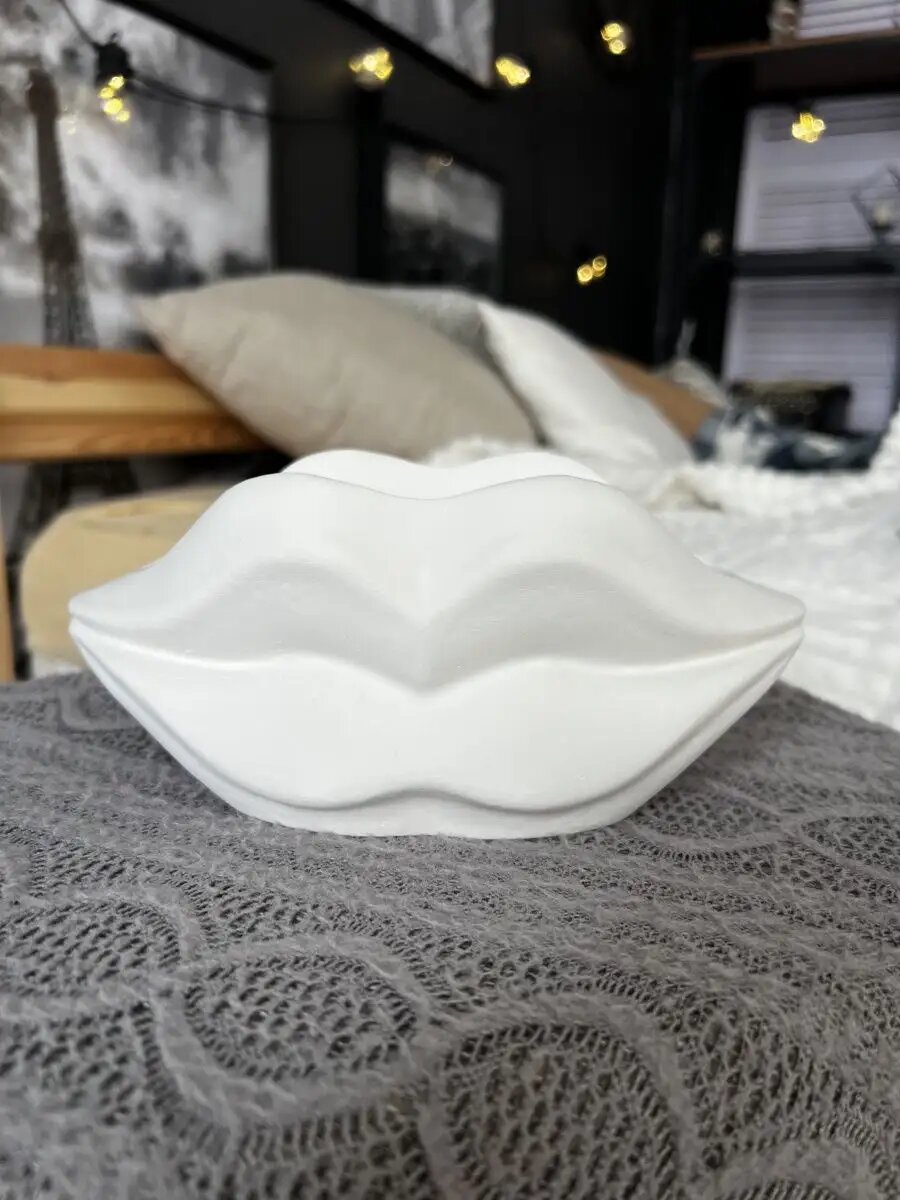 Кашпо BI Bright IDEA "Губы" , гипс 100 %, сухоцветы, цвет белый, 11 см x 14 см x 20 см