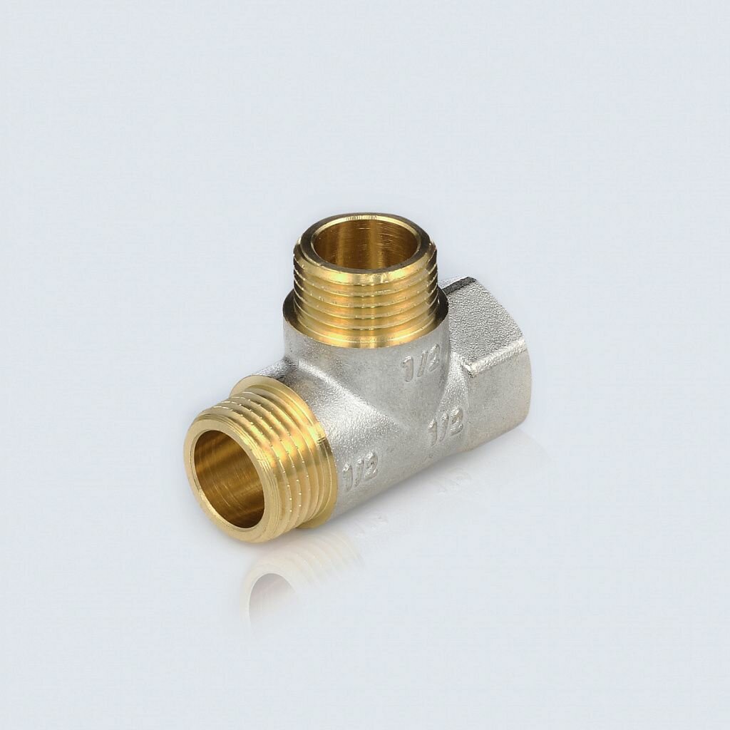 Тройник латунь никель Ду 15 (1/2") ВР/НР/НР Aquasfera 9035-01