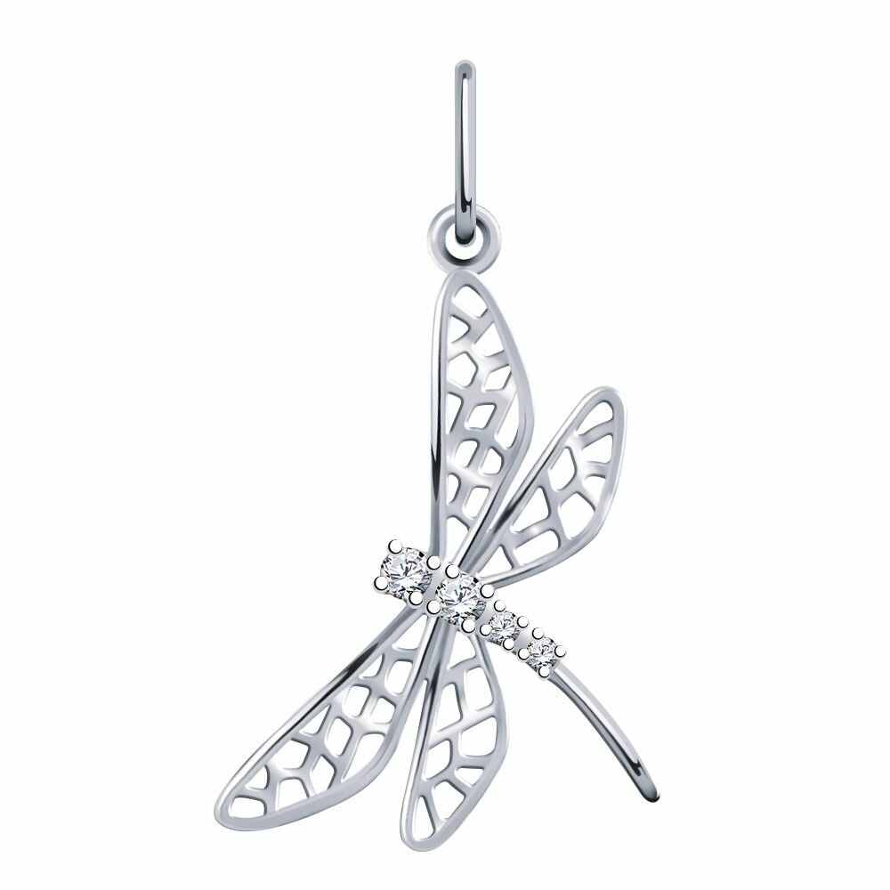 Подвеска, серебро, 925 проба, родирование, фианит