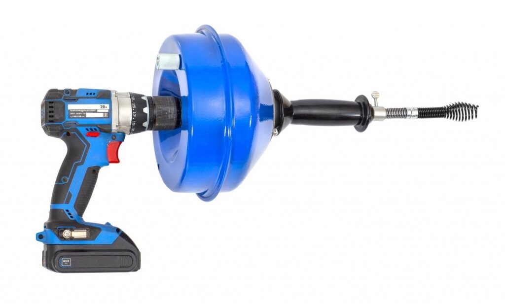 Вертушка для удаления засоров в трубах до Ф76 мм до 12 метров, металлический барабан крокочист 50713-9-12