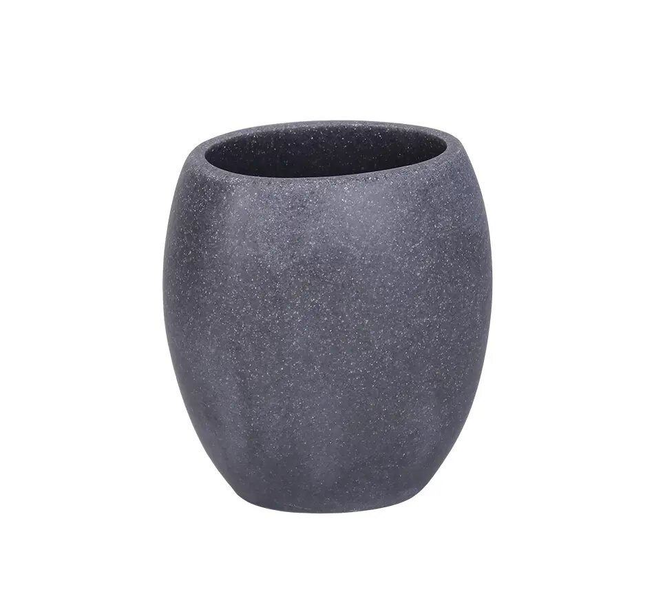 Стакан для зубных щёток Zenfort Черный Камень полирезин цвет графит